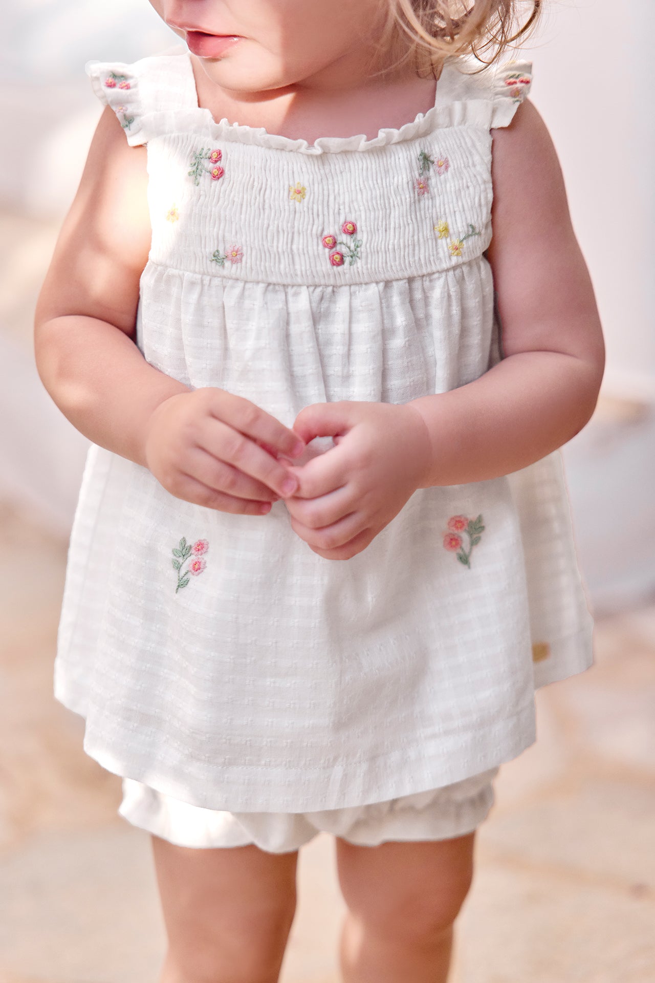 Outfit short - White Smocks flowery girl | Tartine et Chocolat