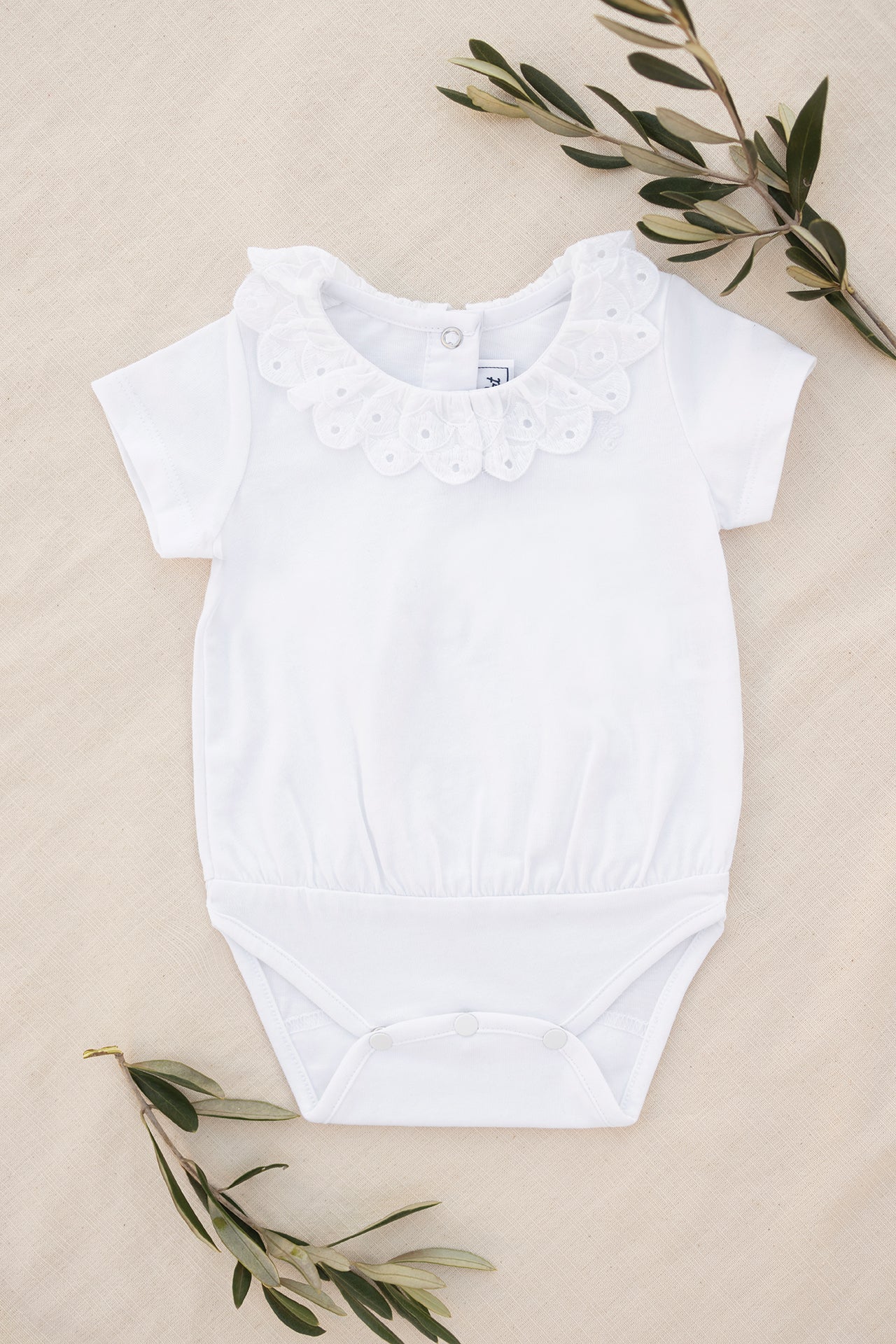 Body - Blanc col crochet fille